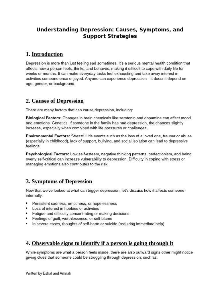Understanding Depression: Causes & Support | PDF | Major Depressive ...