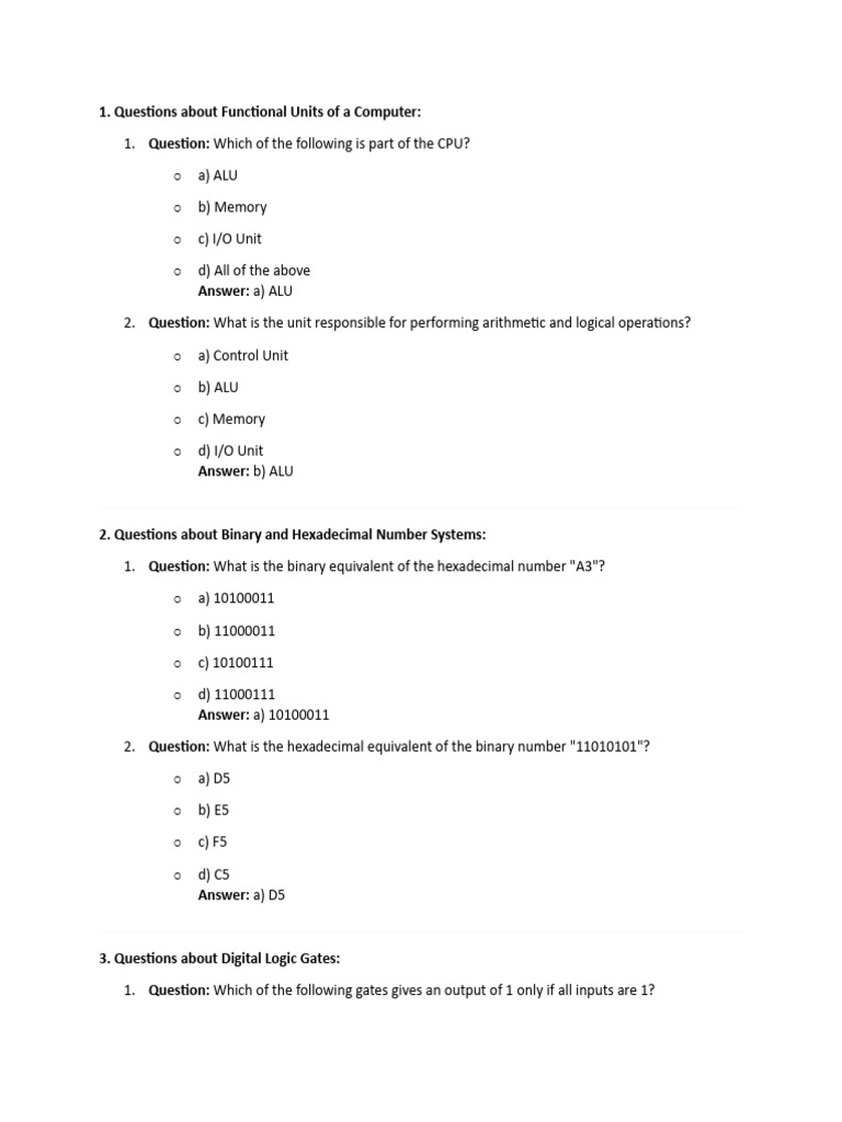 Computer Architecture Quiz Questions | PDF | Computer Data Storage ...