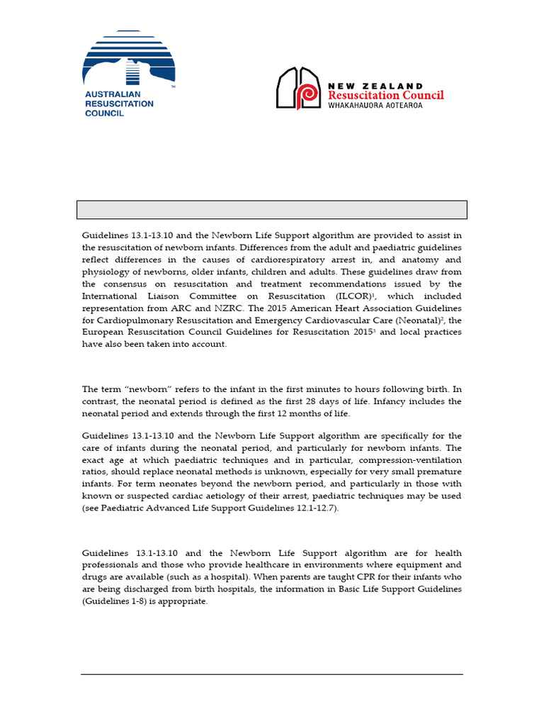 Anzcor Guideline 13 1 August 2018 | PDF | Cardiopulmonary Resuscitation ...