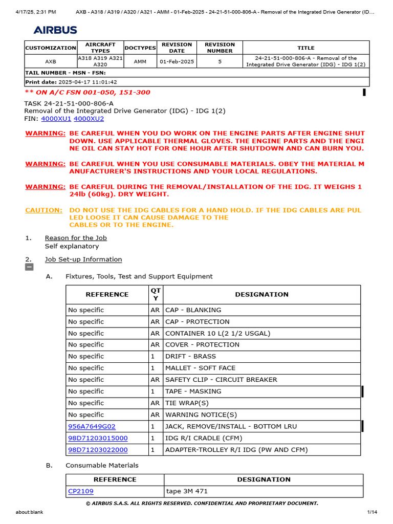 IDG Removal Procedure for Aircraft | PDF | Airliner | Jet Aircraft