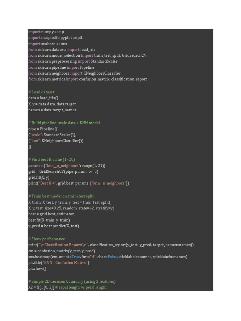 KNN Classifier with Iris Dataset Analysis | PDF