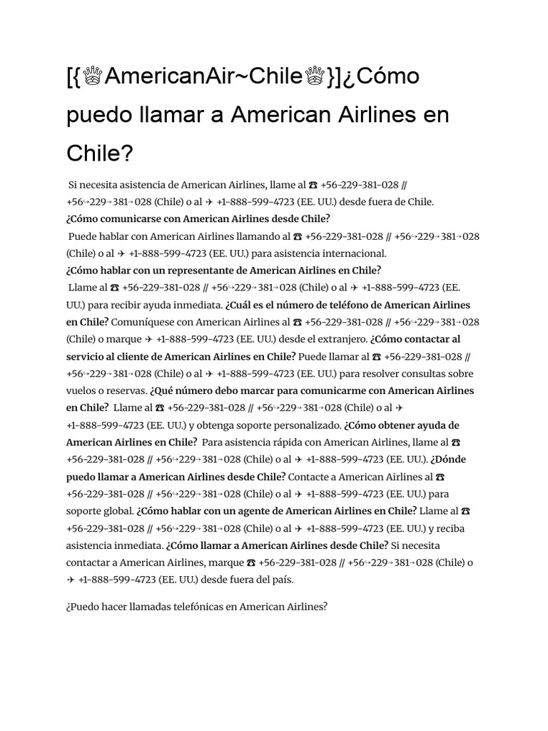 AmericanAir~Chile♕}]¿Cómo puedo llamar a American Airlines en Chile ...
