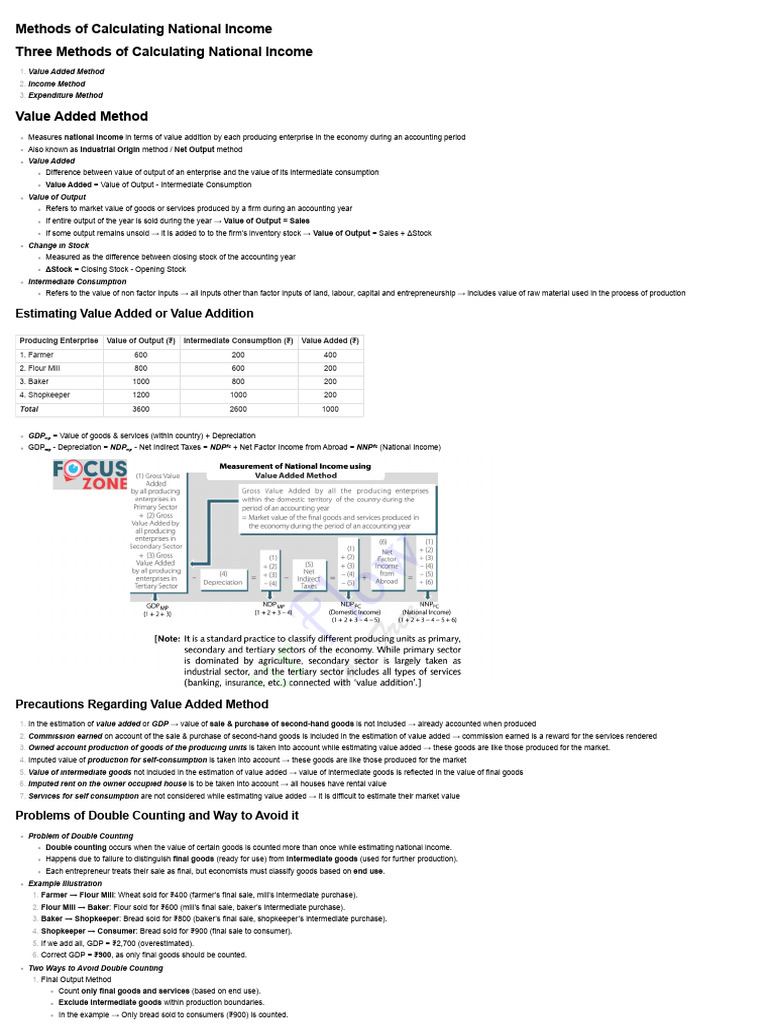 National Income Calculation Methods | PDF | Measures Of National Income ...