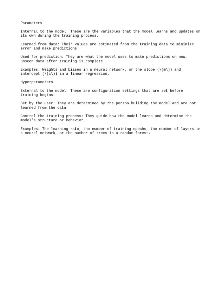 Parameter Vs Hyperparameter | PDF