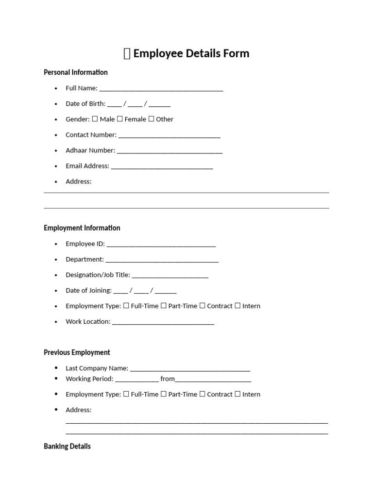 ? Employee Details Form | PDF