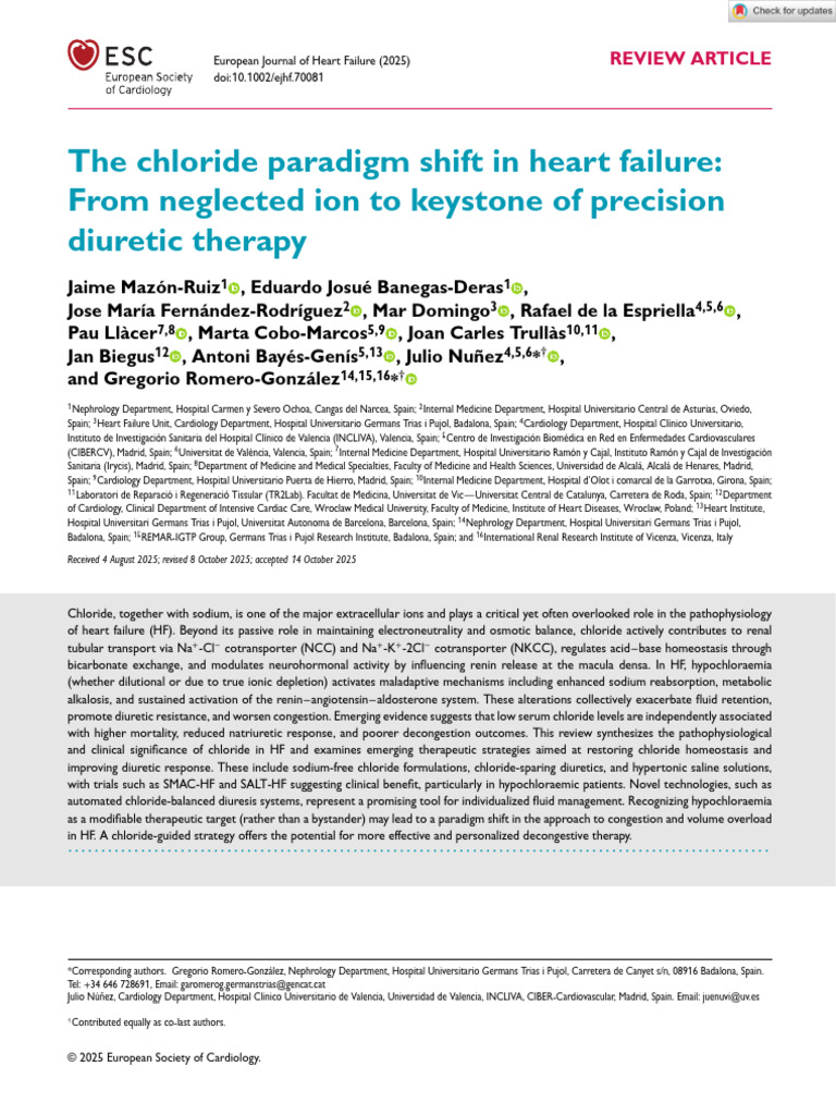 Chloride's Role in Heart Failure Therapy | PDF | Homeostasis | Heart ...