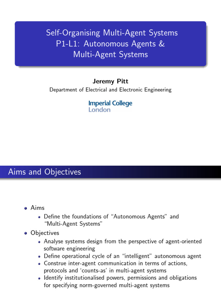 Self Organising Multi Agent Systems | PDF