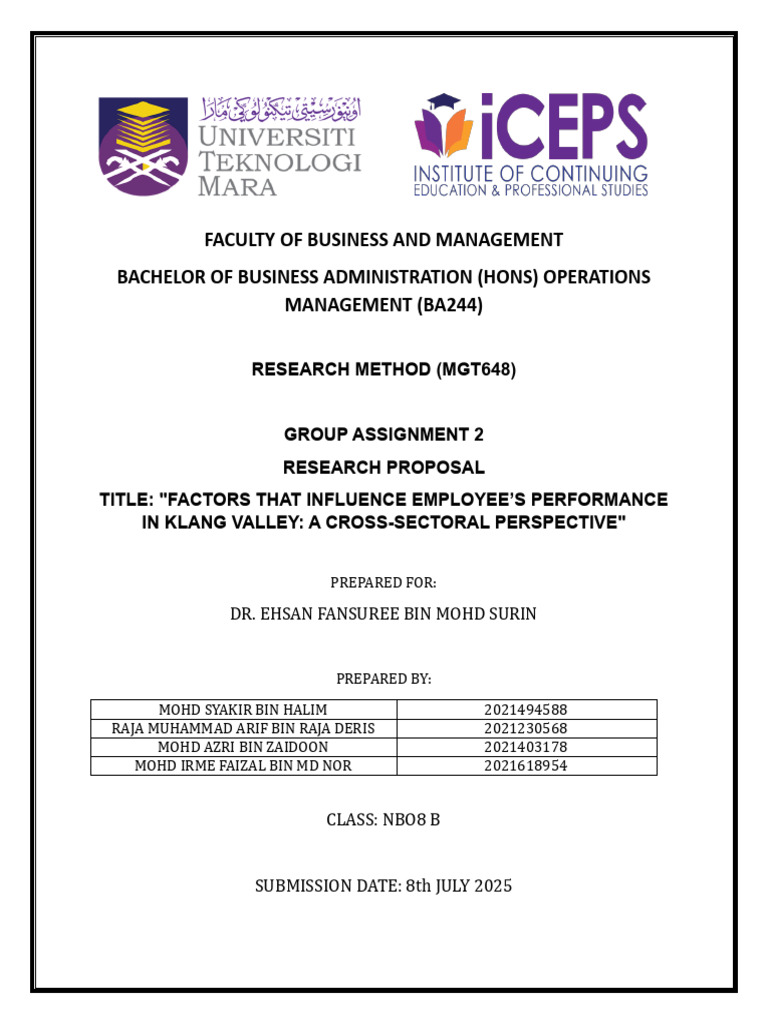 Research Proposal Raja - Syakir - Azri - Irme | PDF | Employment | Work ...