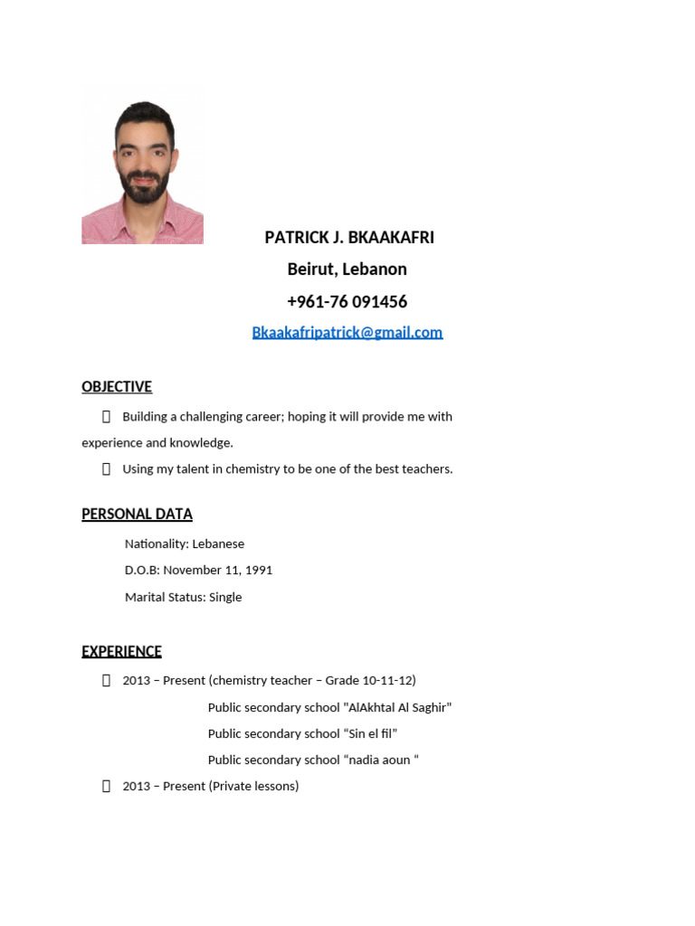 Patrick Bkaakafri CV | PDF