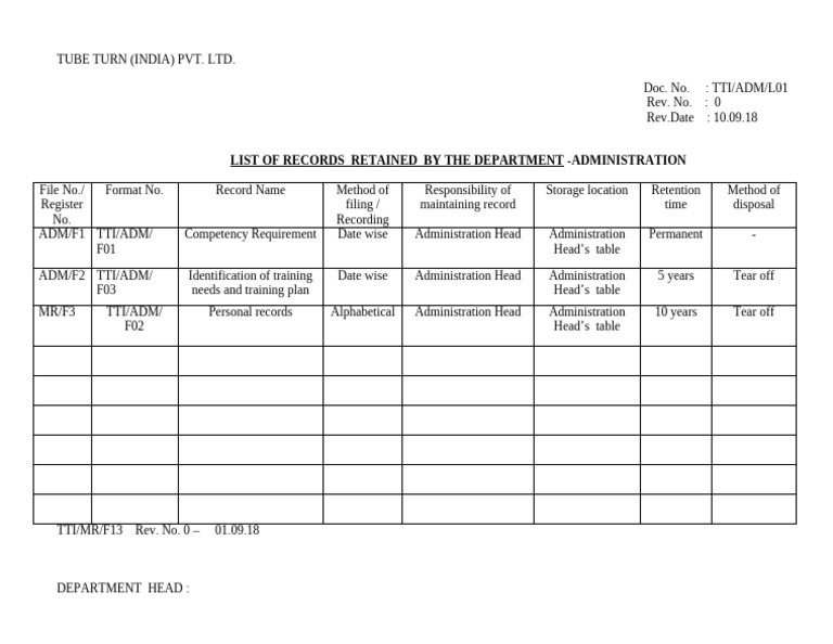 Administration Record Retention Guide | PDF