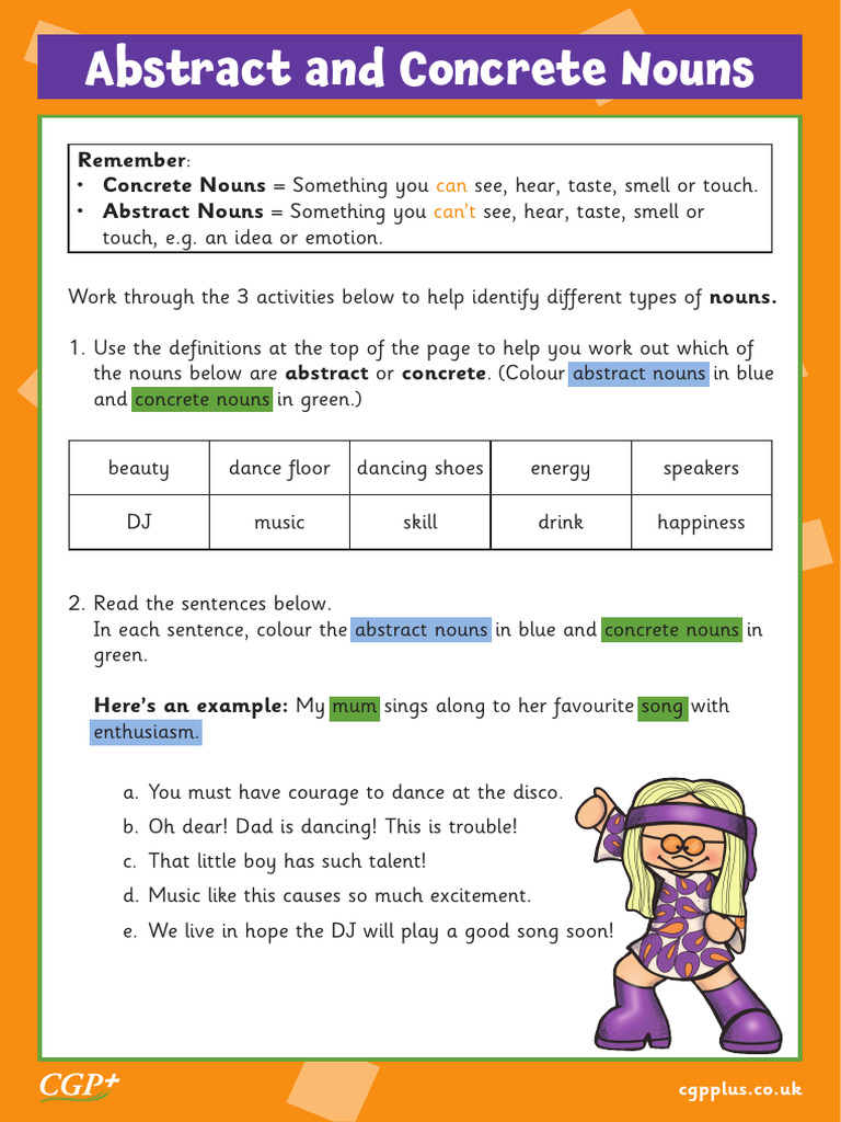 Abstract and Concrete Nouns (Years 3-4) Full Colour | PDF