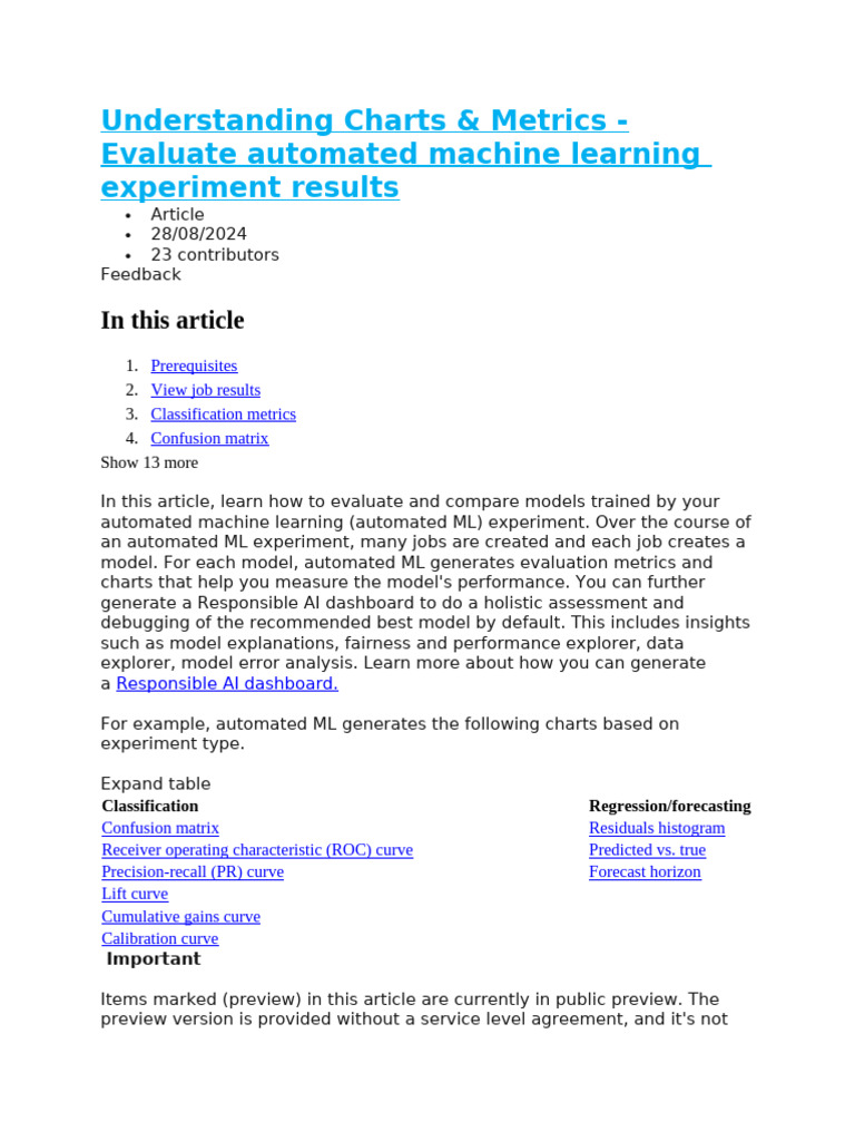 Understanding Charts & Metrics | PDF | Receiver Operating Characteristic | Mean Squared Error