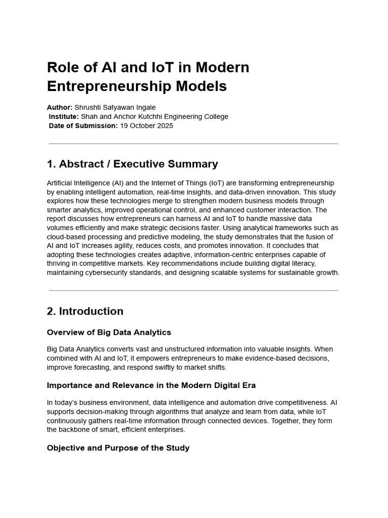 AI and IoT Transforming Entrepreneurship | PDF | Internet Of Things ...