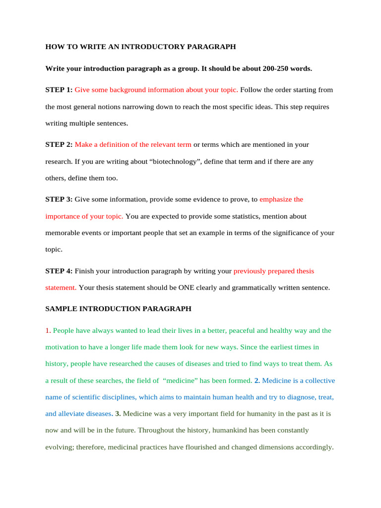 Writing an Effective Introductory Paragraph | PDF