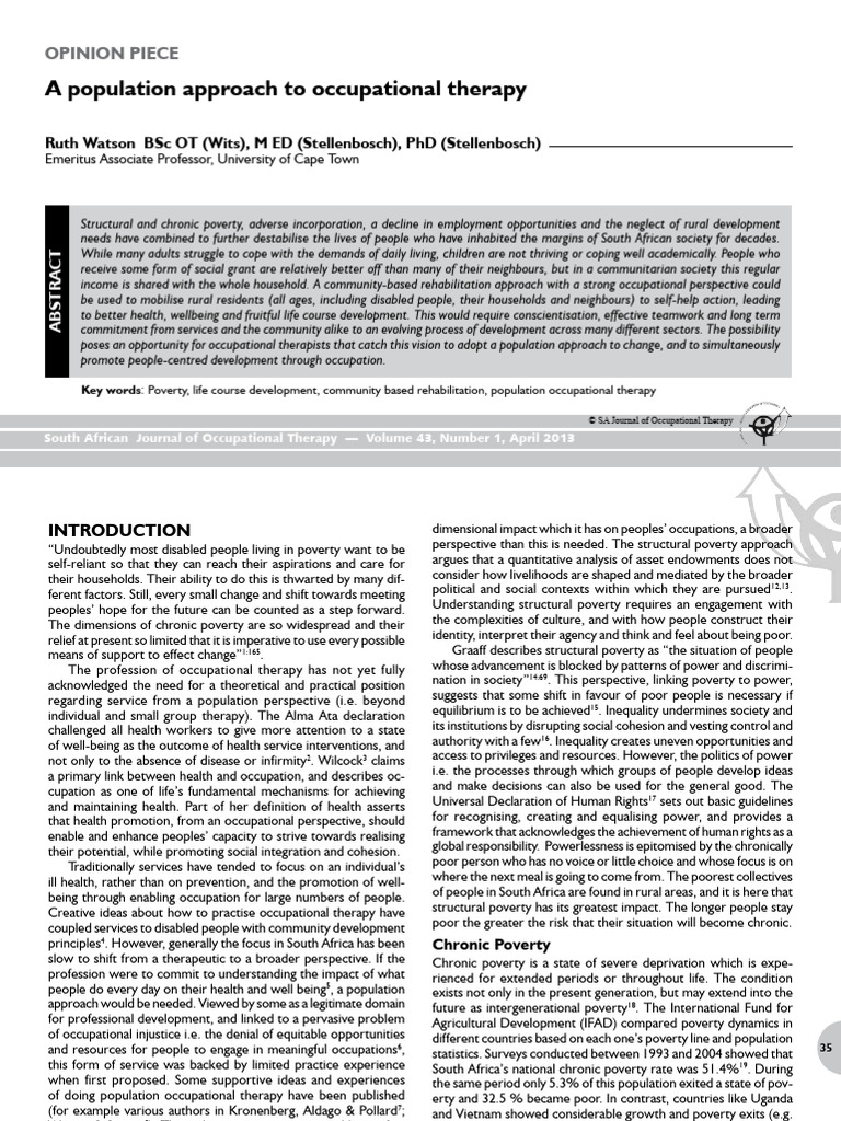 A Population Approach To Occupational Therapy | PDF | Occupational ...