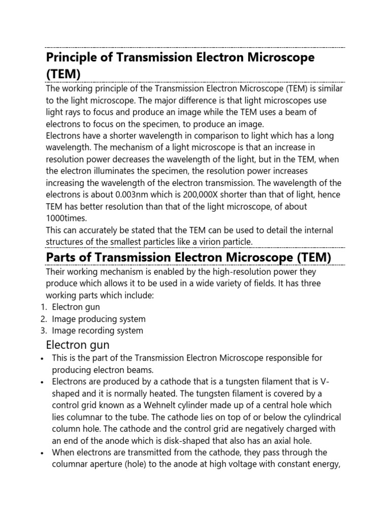 Transmission Electron Microscope | PDF | Transmission Electron ...