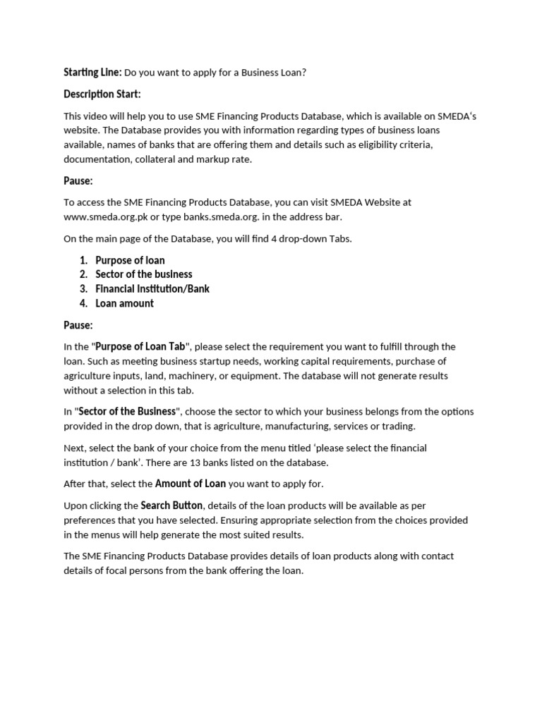 SME Financing Products v.1 | PDF