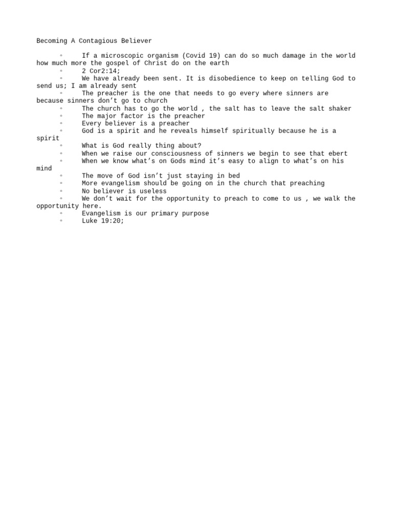 Becoming A Contagious Believer | PDF