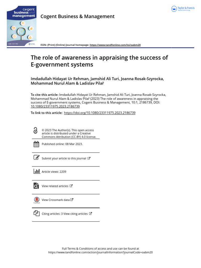 E-Government Success: The Role of Awareness | PDF | Science
