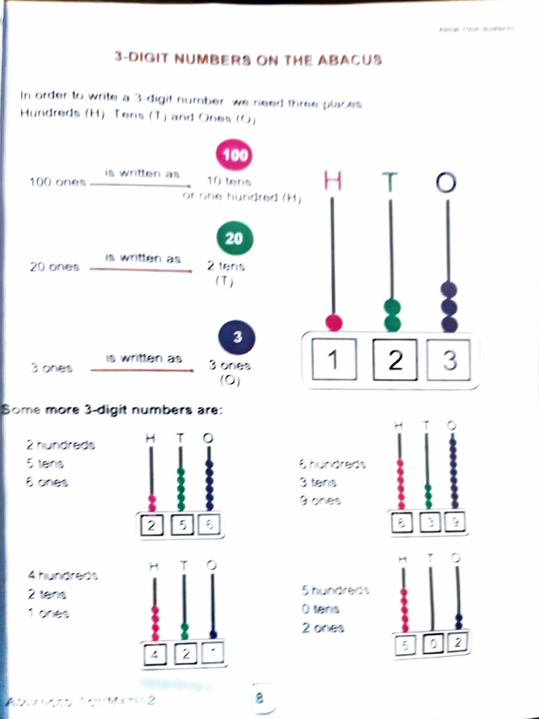 Understanding 3-Digit Numbers on Abacus | PDF | Mathematics