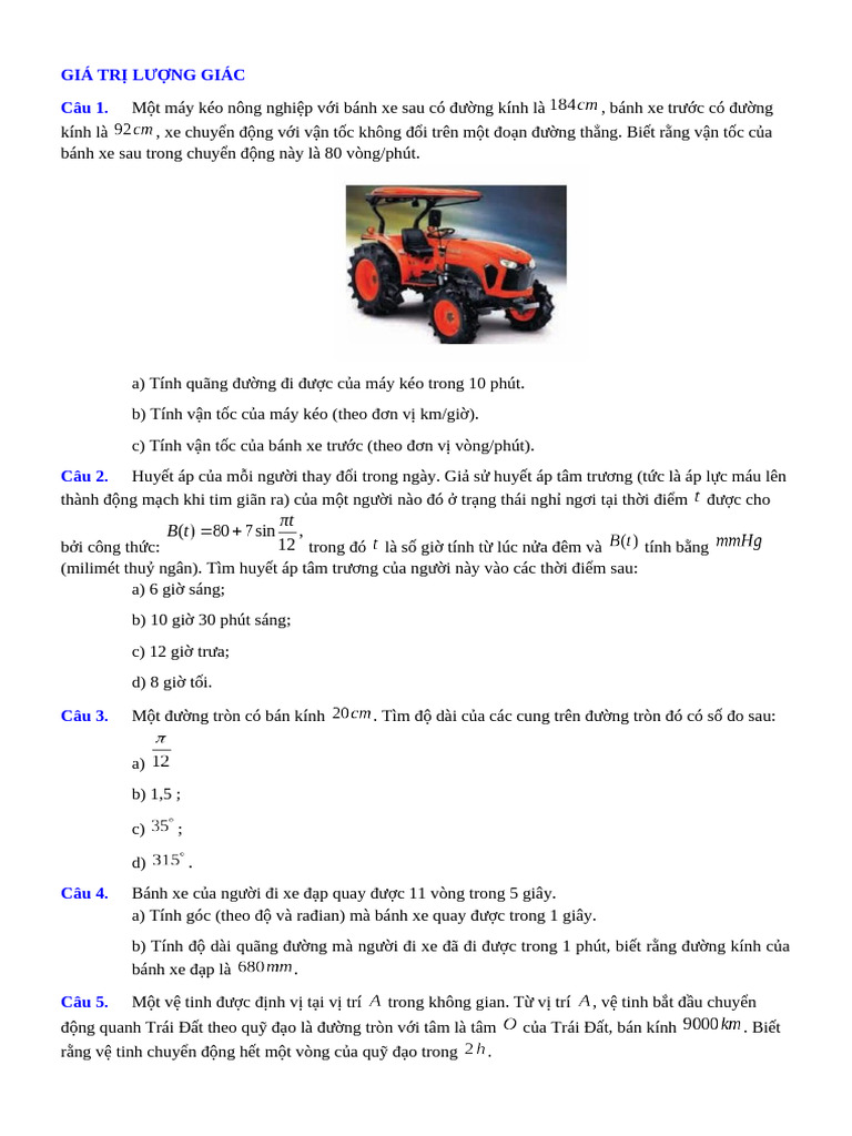 Gia Tri Luong Giac-CAUHOI | PDF