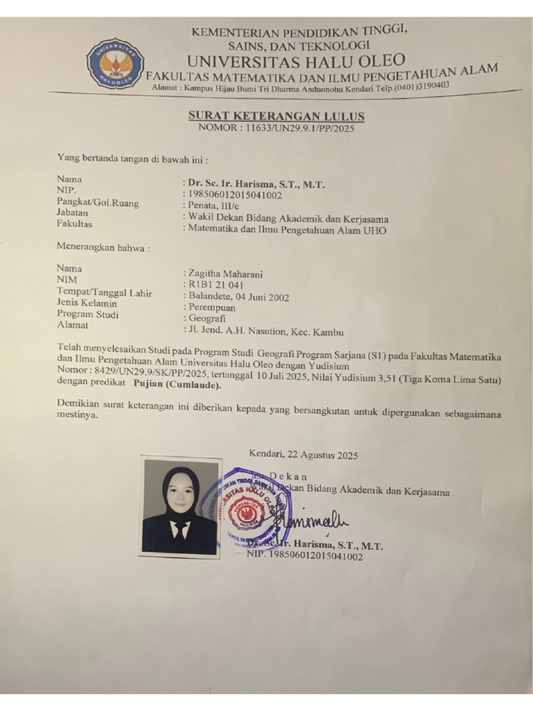 Surat Keterangan Lulus | PDF