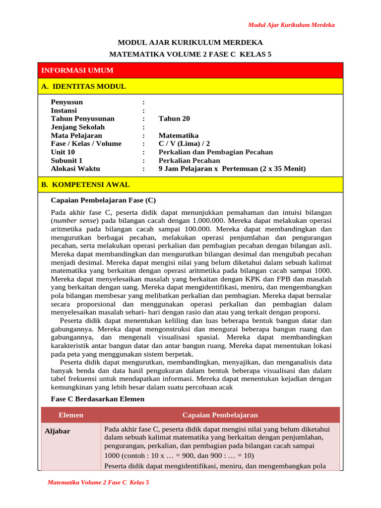 10. Modul Ajar MTK Volume 2 Bab 10 | PDF