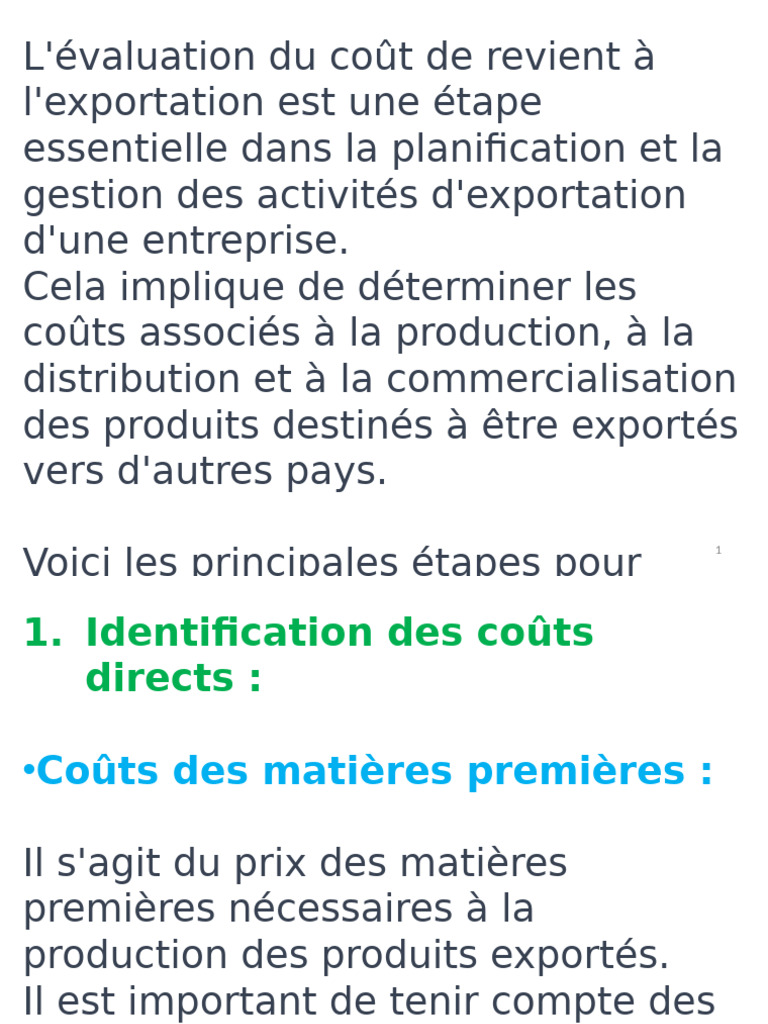Cours 3 Le Cout de Revient A L'export | PDF | Business | Commerce