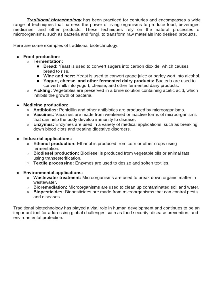 Diff Traditional To Modern Biotech | PDF | Biotechnology | Genetically ...