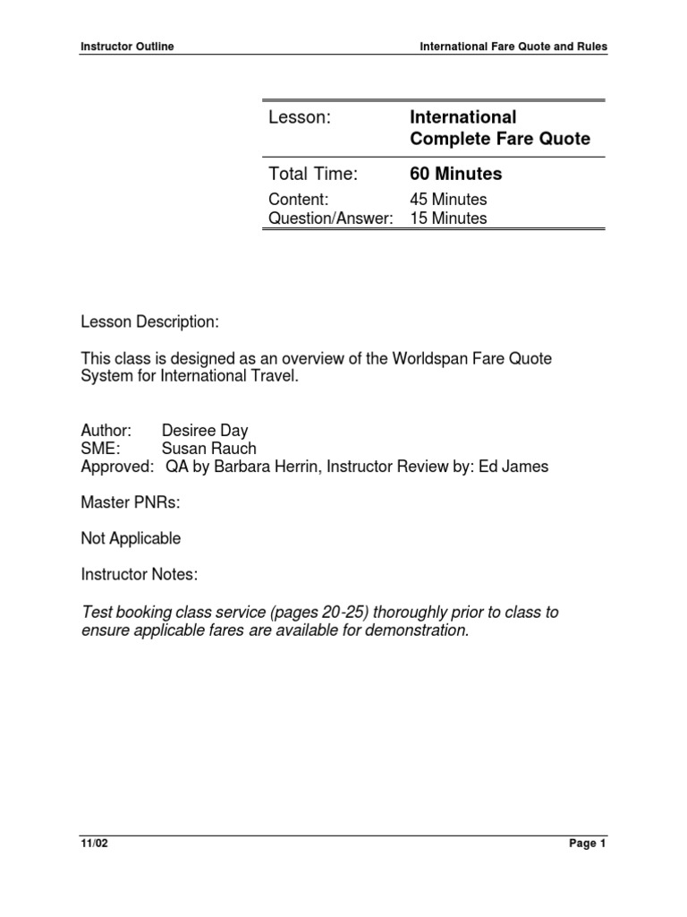 International Fare Quote and Rules | PDF | Ticket (Admission) | Airlines