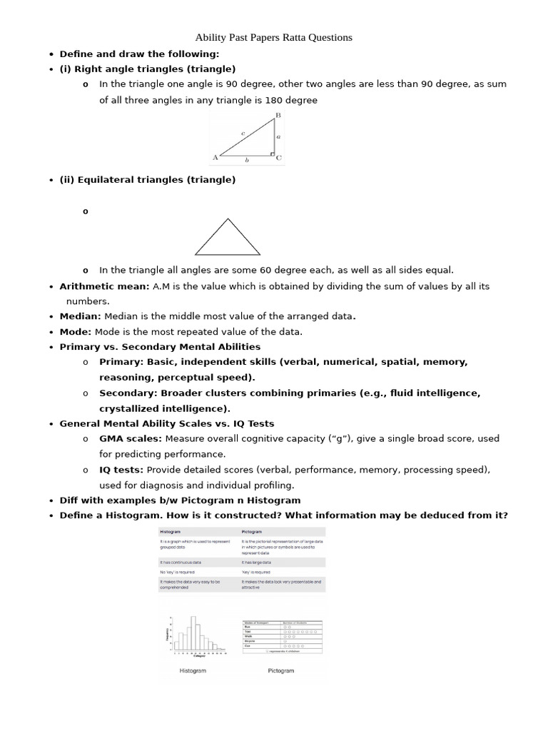 Ability Past Papers: Key Concepts Explained | PDF | Intelligence ...