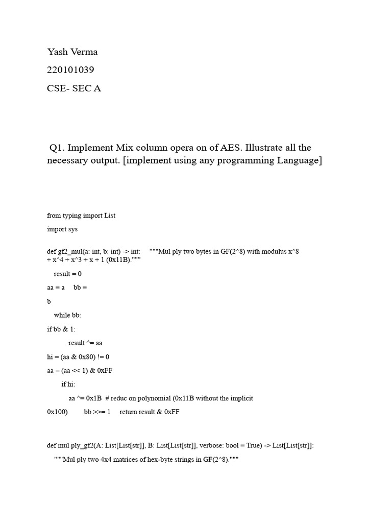 YashVerma ASN1 | PDF | Matrix (Mathematics) | Computer Programming