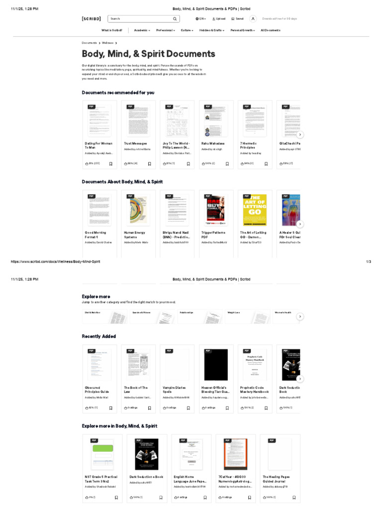Body, Mind & Spirit Wellness PDFs | PDF | Scribd