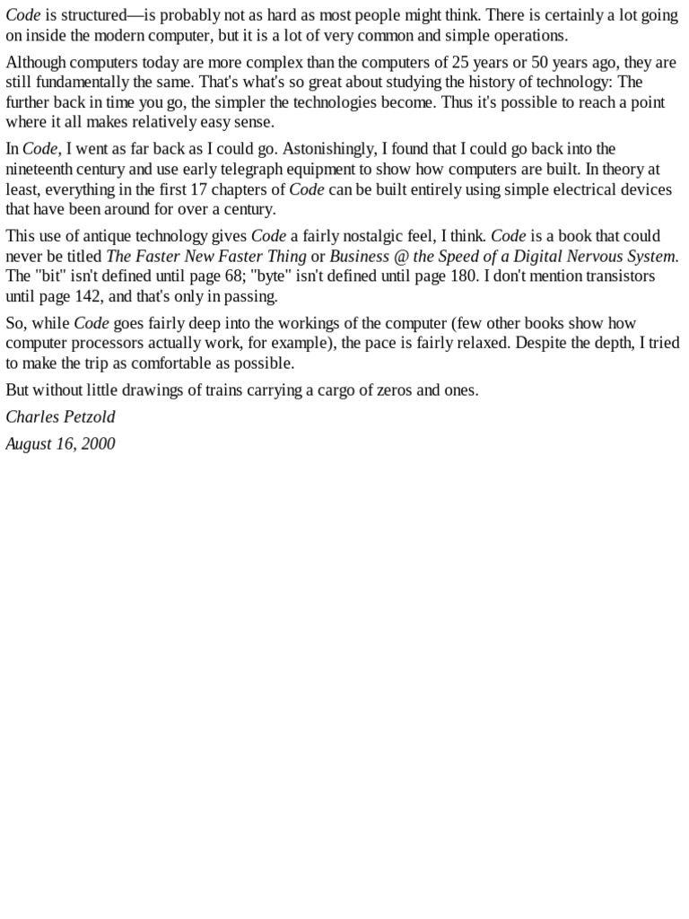 Code The Hidden Language of Computer Hardware and Software 5 | PDF