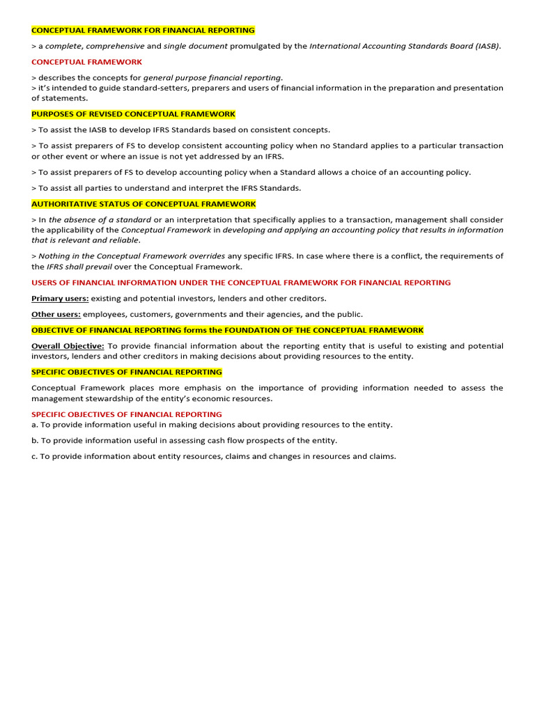 Lesson 2.1 - Conceptual Framework For Financial Reporting - Objective ...