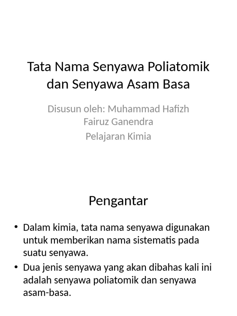 Tata Nama Senyawa Poliatomik Dan Asam Basa | PDF