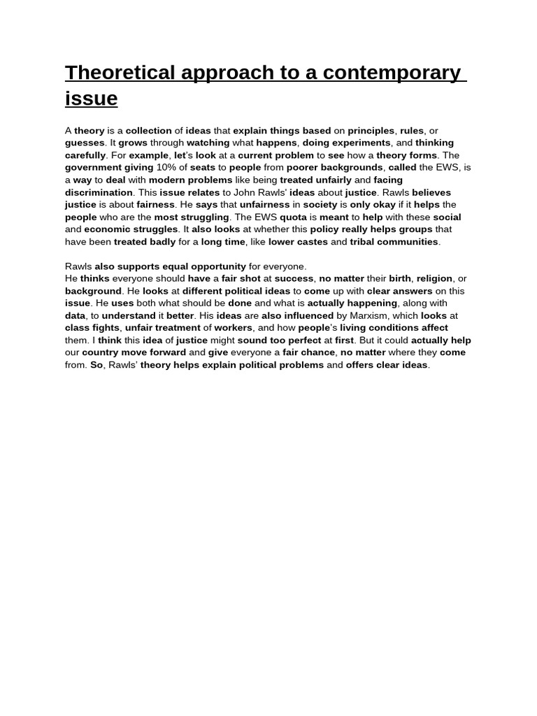Theoretical Approach To A Contemporary Issue | PDF