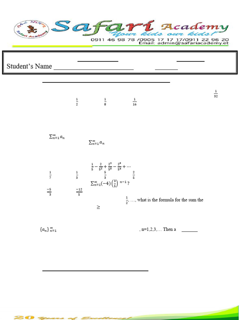 Mathematics Worksheet One For Grade 12 | PDF | Mathematics ...