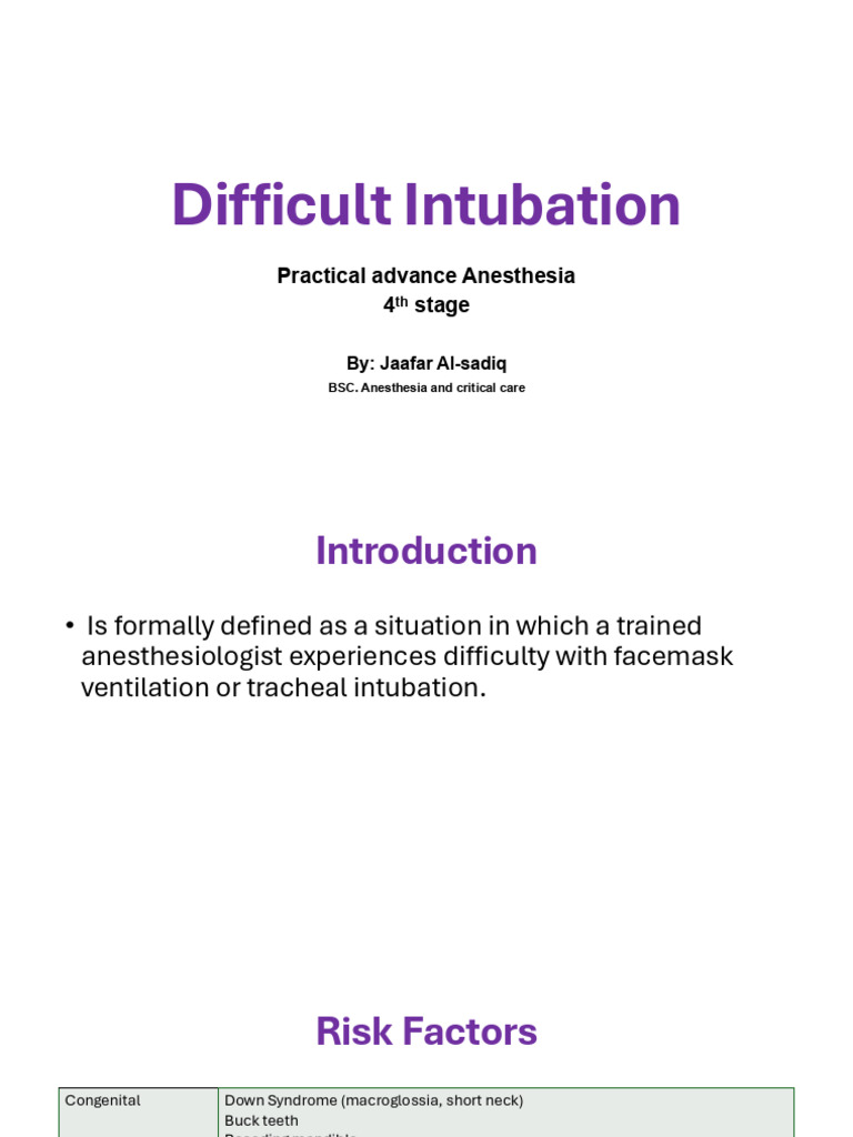 Difficult Intubation | PDF