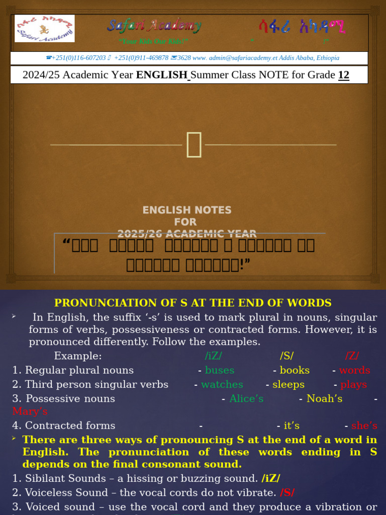 English Lesson Note For Grade 12 | PDF | English Language | Sentence ...