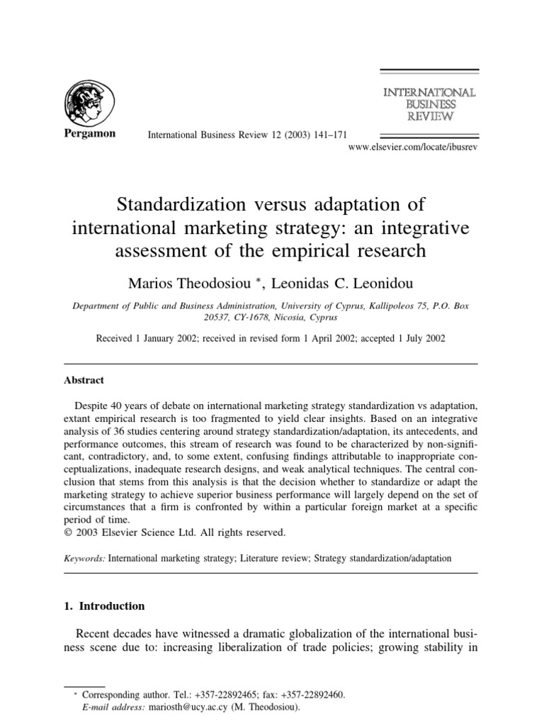 Standardization Versus Adaptation | PDF | Strategic Management | Retail