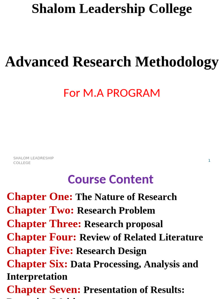 Advanced Research Methodology Guide | PDF | Methodology | Statistical ...