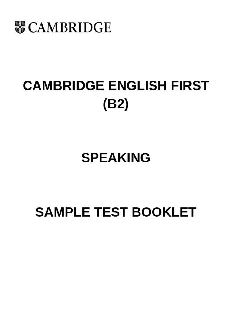 FCE Speaking Sample Test Booklet | PDF