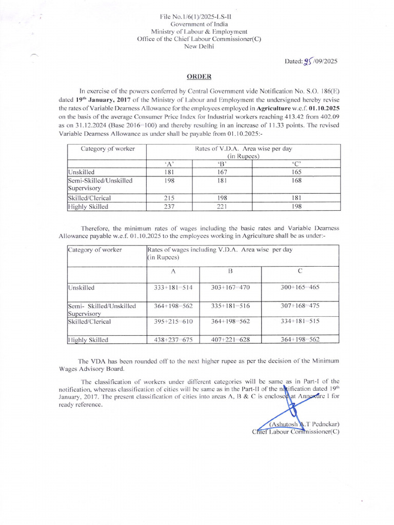 Central Minimum Wages Circular 2025 | PDF | Materials | Minerals
