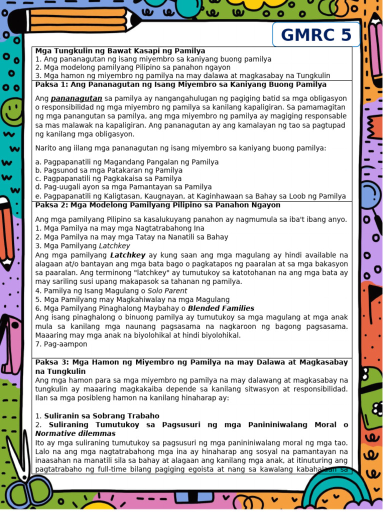 GMRC 5 Learning Materials | PDF