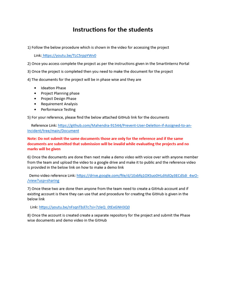 Project Submission Guidelines for Students | PDF