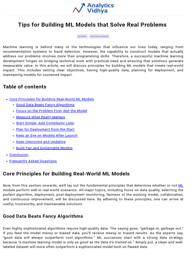 Building Effective ML Models | PDF | Machine Learning | Performance ...