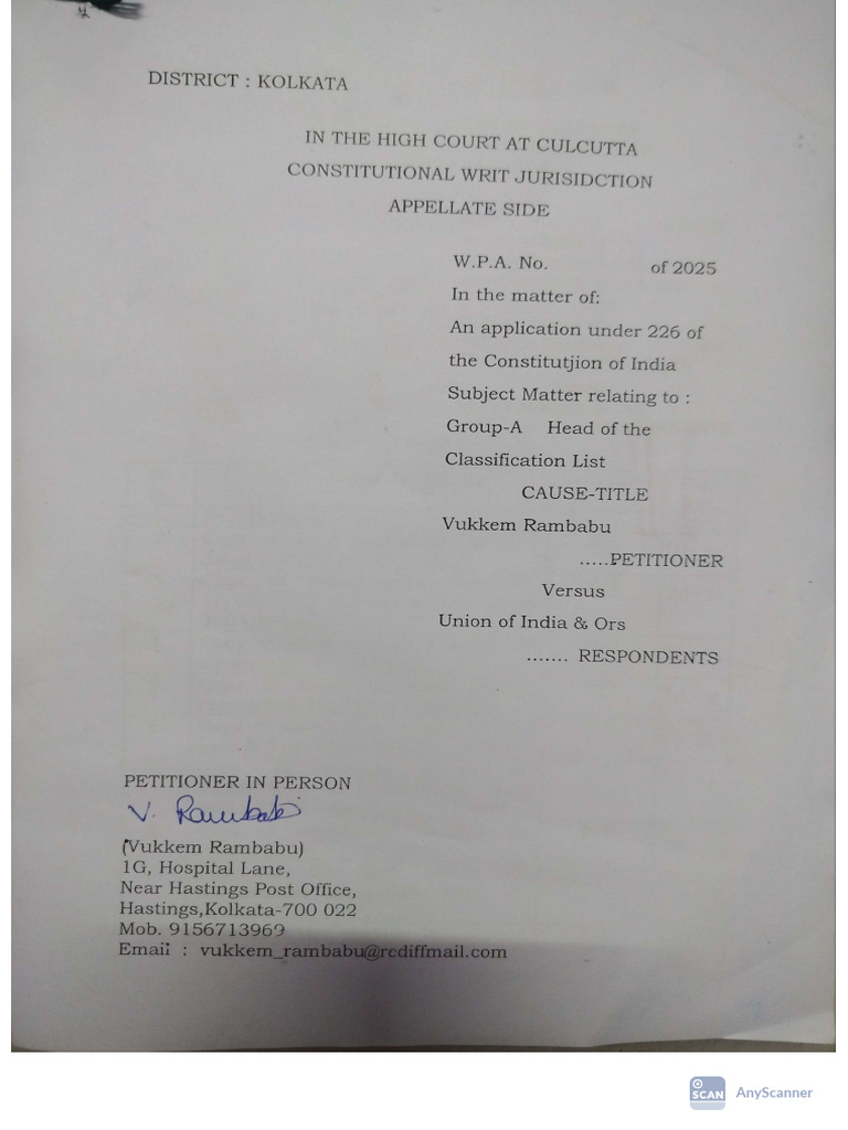 Writ Petition | PDF