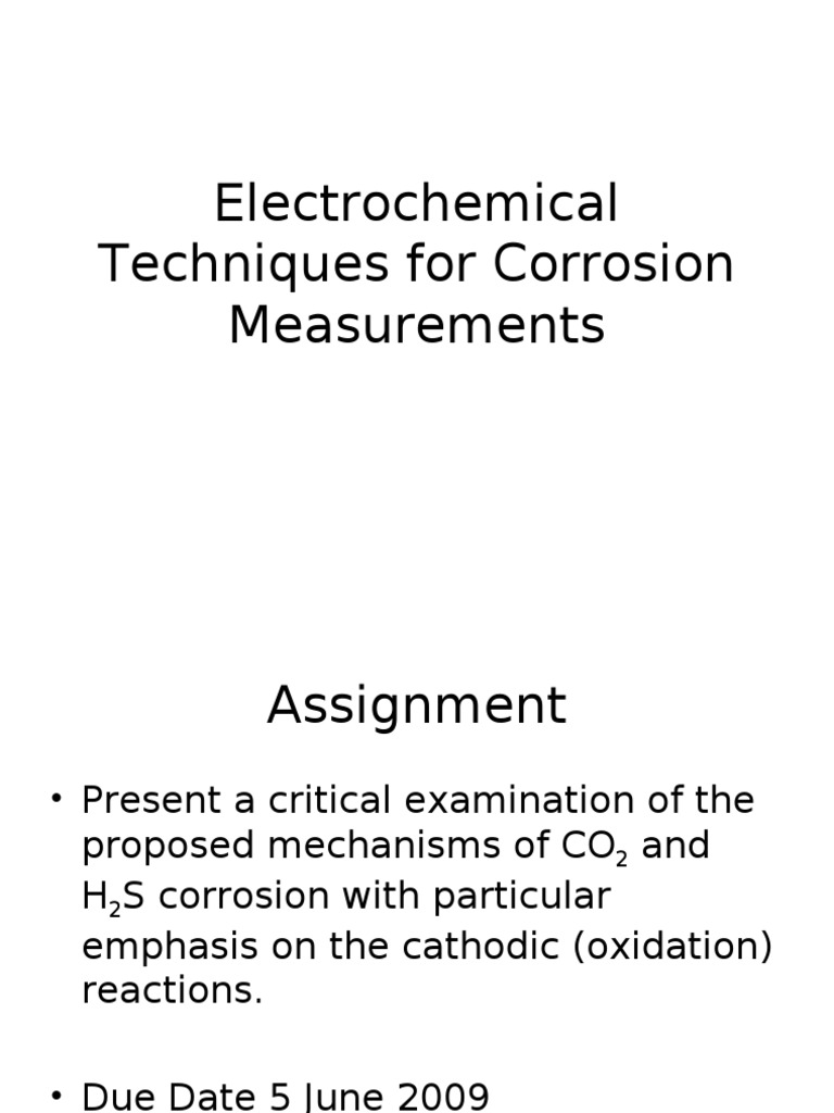 Lecture 10 Electrochemical Techniques For Corrosion Measurements 2 ...