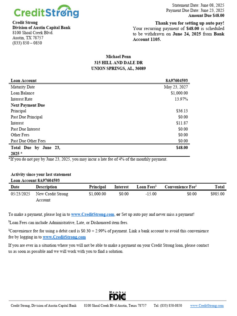 Daily Statement 20250608 440686 v1.0.0 | PDF | Credit Card | Payments